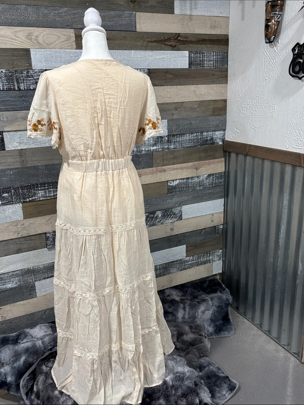 Baevely | Dresses | Baevely Cream Maxi Dress With Rust Floral ...